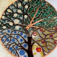 Stained Glass Clock, Wall Clock, Stained Glass, Glass Painting, Hand ...