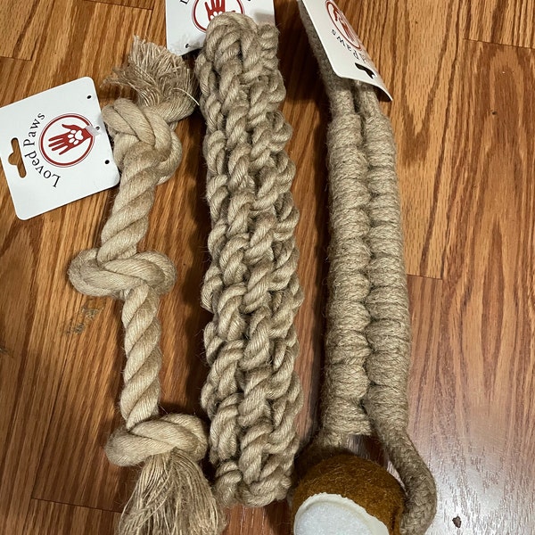 SUSTAINABLE Biodegradable Hemp 3 Toy Pack Handmade Dog Throw/rope Toys ...