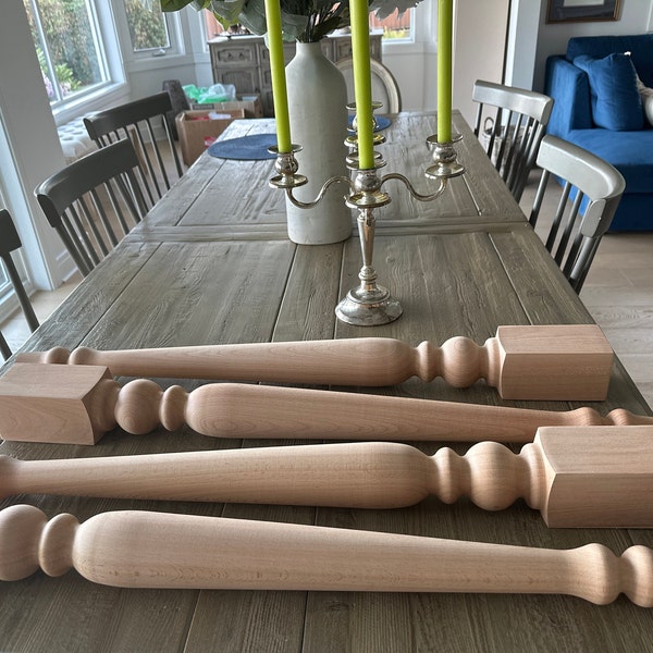 Set of 4 High Quality Farmhouse Wood Dining Table Legs Wooden Country ...