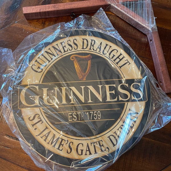 Guinness Draught Pub Sign - 12 Inch Diameter - Includes Wall Handing ...