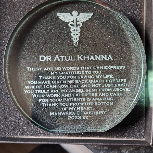 Glass Plaque for Doctors With Caduceus, Thank You Gift for Doctors ...