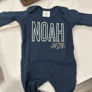 Personalized Navy Blue, and Beige Newborn Outfit, Coming Home Outfit ...