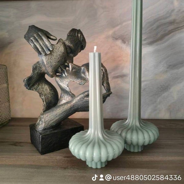Ribbed Triangle Taper Candle Mold for Making Striped Column Soy Wax ...