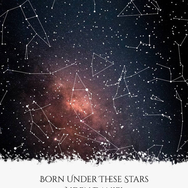 On the Day You Were Born Star Map Print- Birth Date Constellation Map ...
