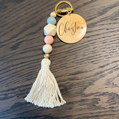 Personalized Boho Keychain Soft Bead Keychain Gifts for Her - Etsy
