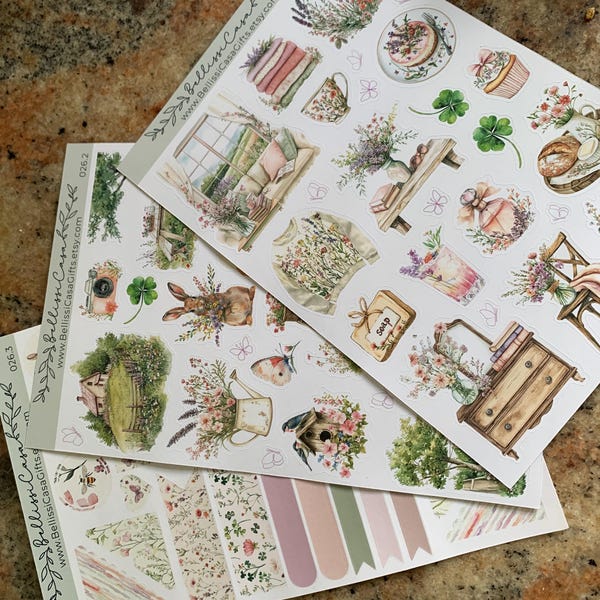 Seasonal Planner Sticker Sheet Set, Spring Wildflowers Calendar Planner ...