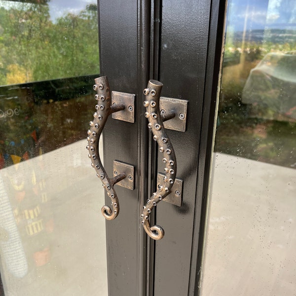 Wrought Iron Octopus Door Handle. Kraken Door Pull. Barn Door Pull ...