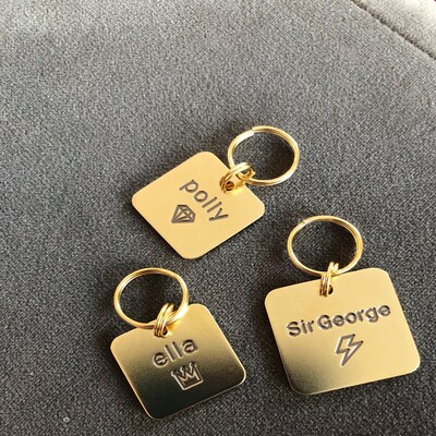 Dog Tag, Square Dog Tag, Brass Dog Tag, Pet ID Tags, Personalized Dog ...