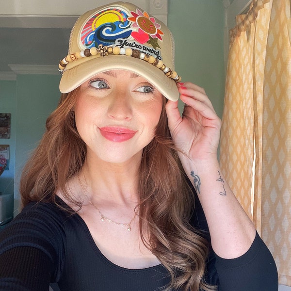Patch Trucker Hat, Spring Break Accessory, Trendy Hat With Layered ...