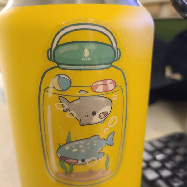 Sharks in A Bottle Sticker, Transparent Waterproof Vinyl Sticker, Cute ...