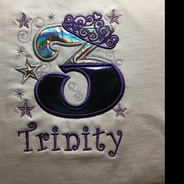 Split Number 3 With Crown and Star, 3rd, Third Birthday, Gold Star ...