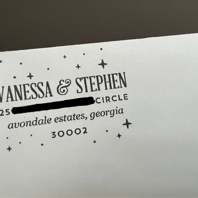 Stars Return Address Stamp, Personalized Rubber Stamp With Wood Handle ...