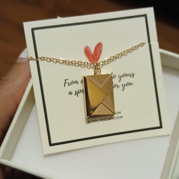 Secret Message Personalized Envelope Necklace, Hidden Message Necklace ...