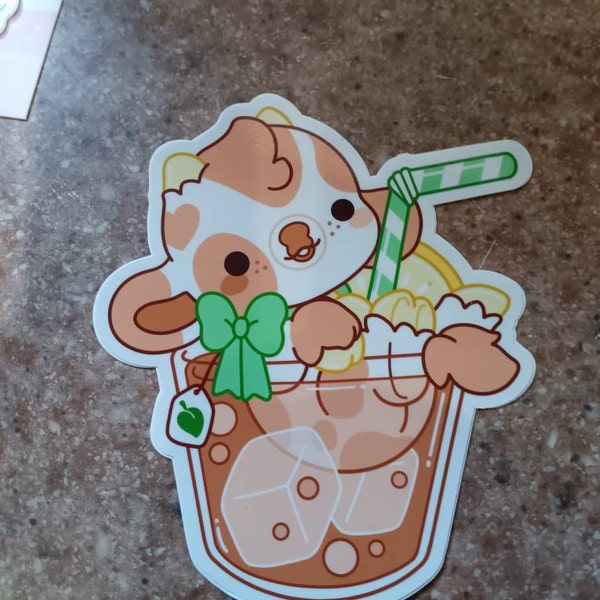 Sundae the Ice Cream Cow Cute Kawaii Vinyl Sticker Laptop Sticker Water ...