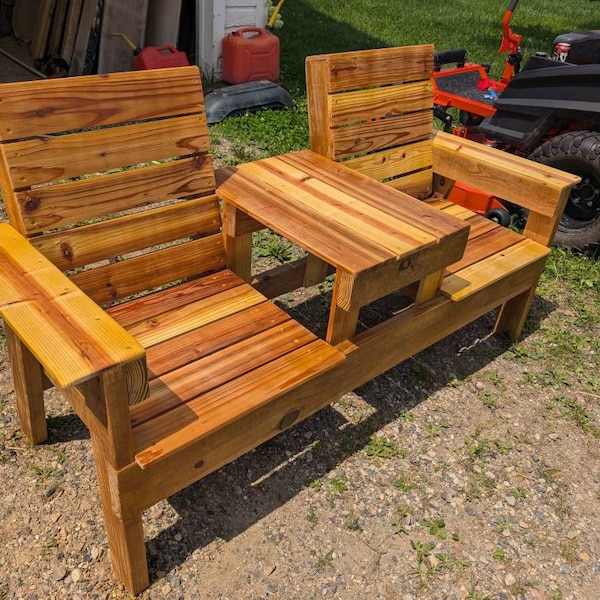 Two Seat Bench With Middle Table Build Plans (digital Download) - Etsy