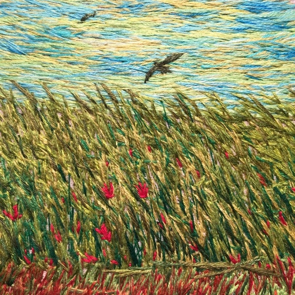 Thread Painting Inspired by Claude Monet. Hand Embroidery. Pastoral ...