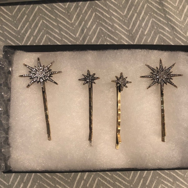 Set of 4 Crystal Cosmic Star Galaxy Hair Pins-bronze Gold Art Deco ...