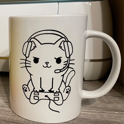 Gamer Cat SVG Cut File Funny Nerd Geek Cat Videogames Cutting File ...