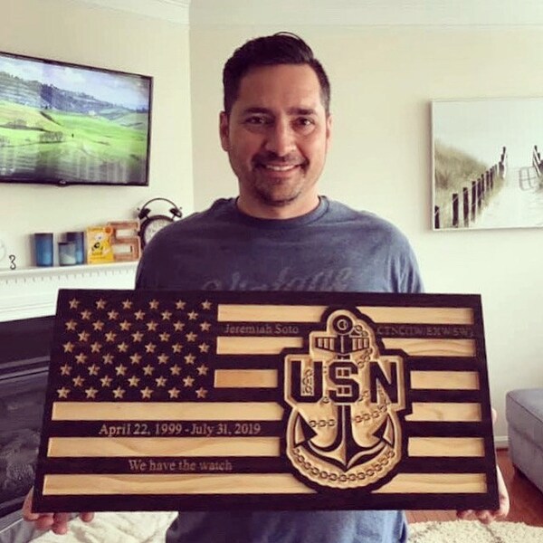 US Navy Master Chief Flag, Sign, US Navy Gift, Master Chief, Engraved ...