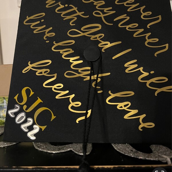 CUSTOM Grad Cap Decal / Graduation Modern Calligraphy Sticker ...