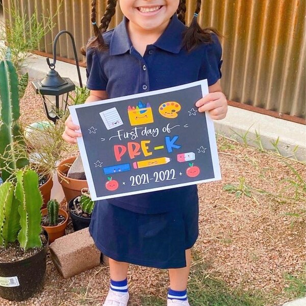 First Day of Prek Chalkboard Printable - Back to School Sign - First ...