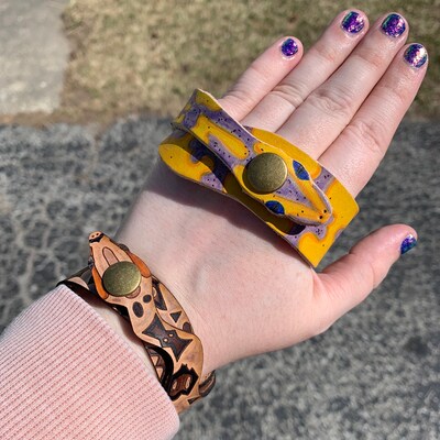 HAKU, Banana Ball Python Bracelet, Laser Cut Hand Made Leather Snake ...