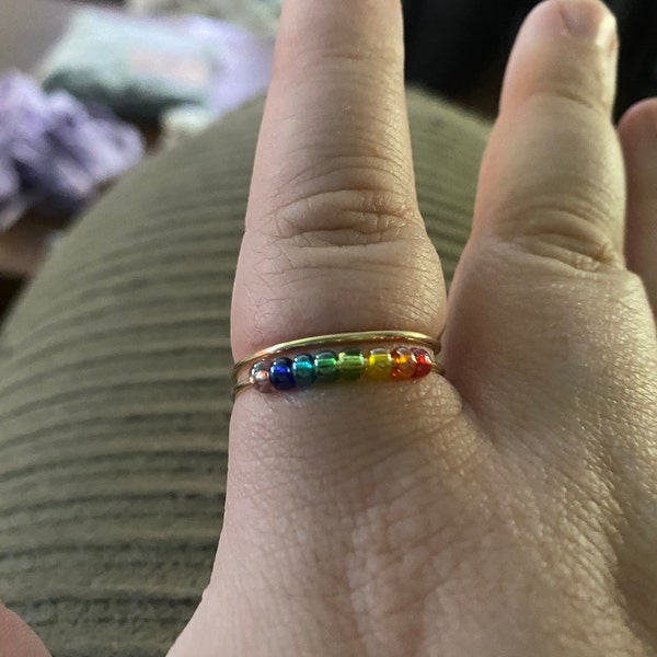 Fidget Ring Rainbow, Gold Fill - Etsy