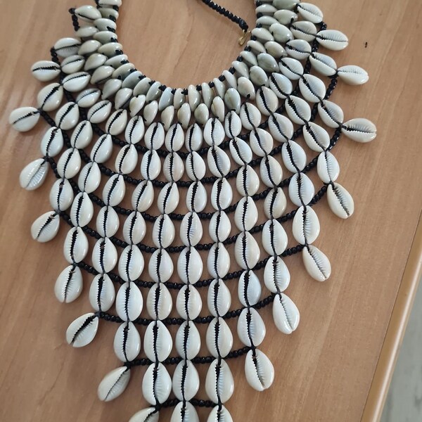 African Cowrie Shell Necklace, Sea Shell Necklace, African Beaded ...