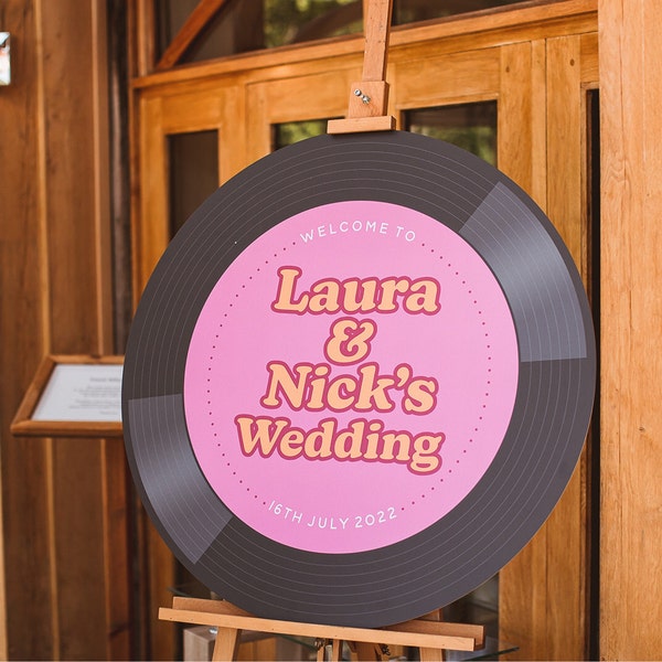 Record Birthday Sign, Vinyl Welcome Sign, Music Theme Wedding Guestbook ...