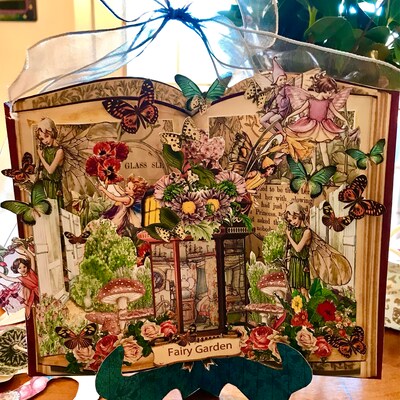 Fairy Garden Altered Book Card With Directions Printable Vintage Pop-up ...