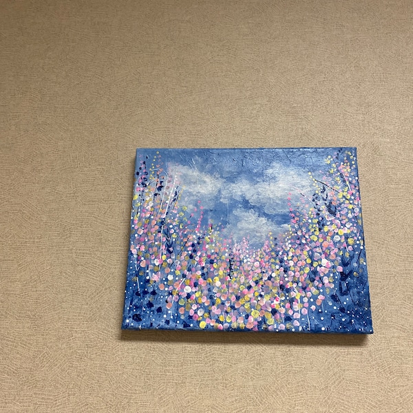 Original Abstract Floral Wall Art, Floral Meadow Painting, Field of ...