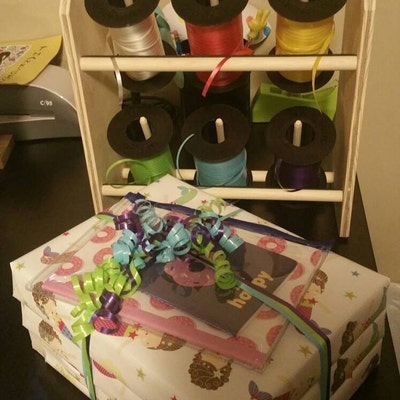 GSS Curling Ribbon Organizer Desk/wall Unit. Holds 6 Large Spools EZ ...
