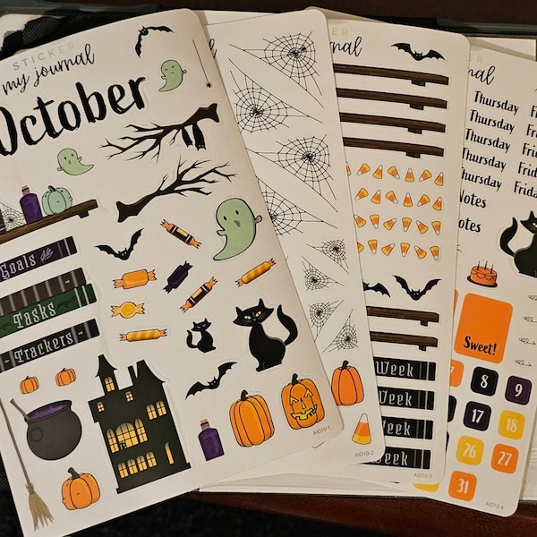 October Monthly Bullet Journal Sticker Kit - Halloween Themed Stickers ...