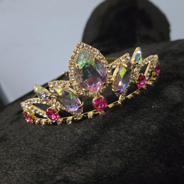 Full Round Crown Queen Crown Baroque Tiara Shining Rhinestone Princess ...