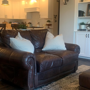 Grain Sack & Ticking Pillow Cover Farmhouse Pillow Cover Blue 3 Stripe ...