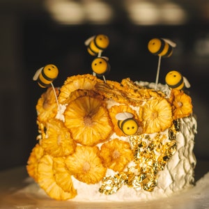 Fondant / Gum Paste Bees Cake or Cupcake Topper. Edible Bees Decoration ...