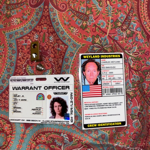 Alien Ripley ID Badge Prop Cosplay, USCSS Nostromo Weyland Yutani Crew ...