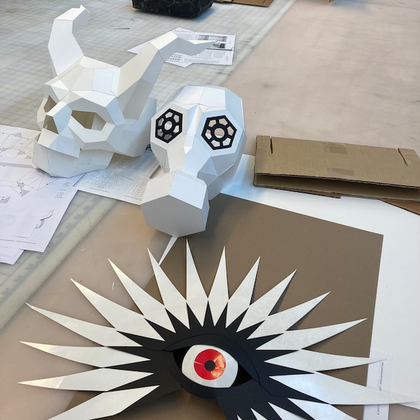 Gas Mask Papercraft Mask Template, 3D Low Poly Paper Mask, Unique ...