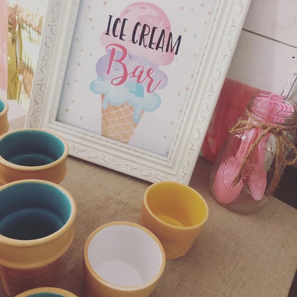 Ice Cream Bar Sign Ice Cream Social Birthday Ice Cream Party Sign Heres ...