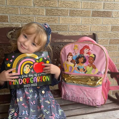 Rainbow First Day of Kindergarten Sign Printable, Girl Back to School ...