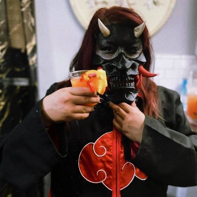 Japanese Hannya Half Mask Oni Demon Mask 3D Printed Samurai Mask - Etsy