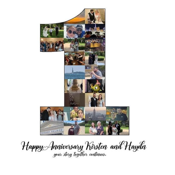 Photo Collage Template in Diamond Shape, Personalized Gift Collage ...