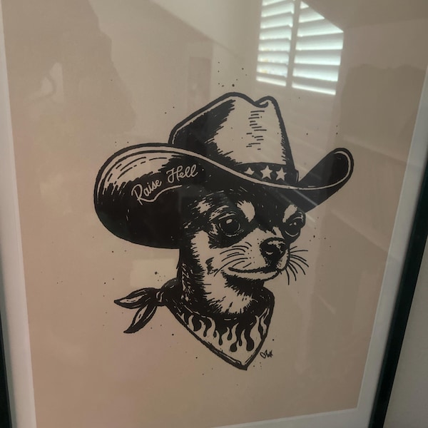 Raisin Hell Cowdog, Giclée Fine Art Print, Western Dog Art, Vintage ...