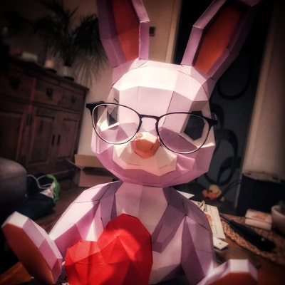 Bunny Papercraft 3D DIY Low Poly Paper Crafts Easter Rabbit Decor Model ...