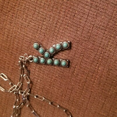 INITIAL NECKLACE Turquoise Stone Initial Necklace Stone Pendant ...