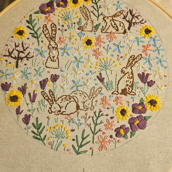 PDF Embroidery - Spring Bunnies Pattern, Beginner Embroidery With Video ...