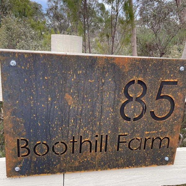 Corten (rusted) Steel Custom Made Laser Cut House Signs, Made to Order ...
