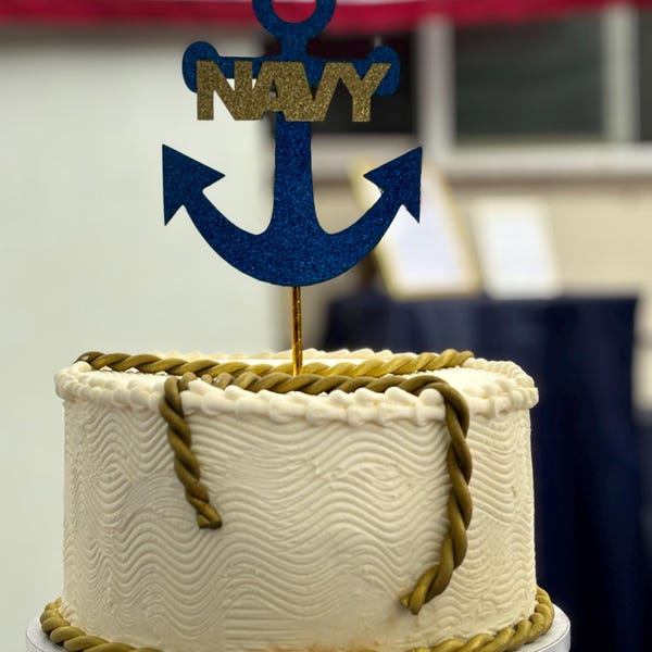NAVY Anchor Cake Topper or Centerpiece - Etsy