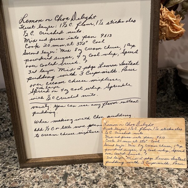 Your Actual Handwriting Family Handwritten Recipe Note Digital Download ...