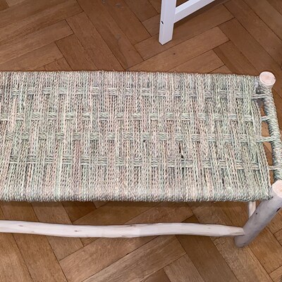Moroccan Bench in Raw Wood and Natural Braiding 22 28 35 43 - Etsy